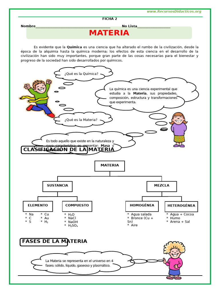 Clasificacion-de-la-Materia FICHA No 2 | PDF