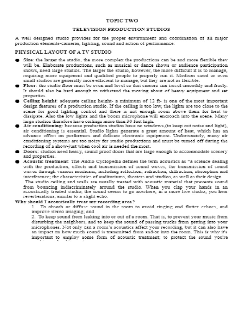Broadcast Equipment and Studio Operations | PDF
