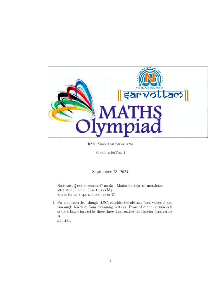 RMO Mock 2024 P1 Sol | PDF