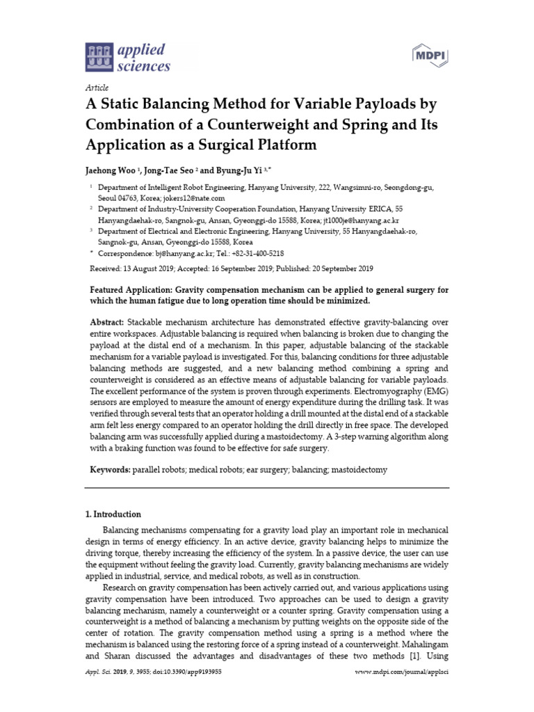 A Static Balancing Method for Variable Payloads by | PDF A Static Balancing Method for Variable Payloads by | PDF