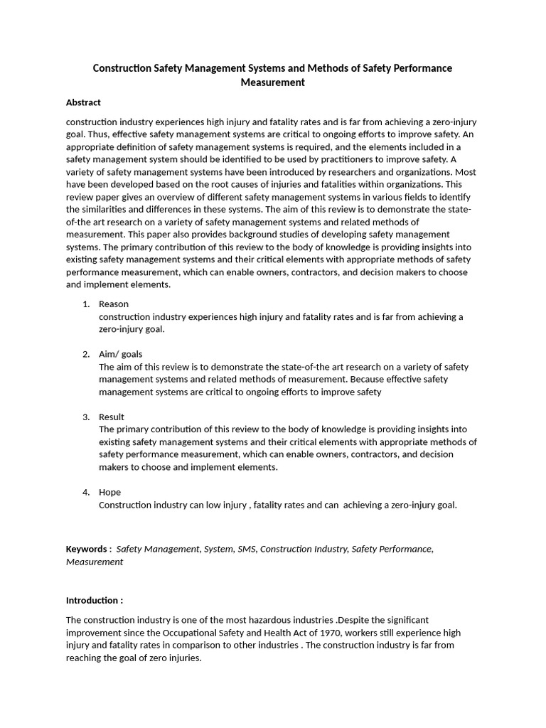 Construction Safety Management Systems and Methods of Safety ...