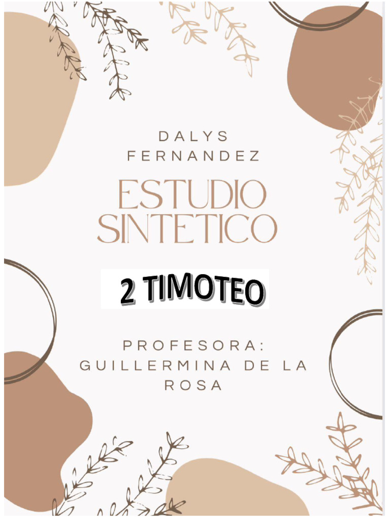 Método de estudio sintético aplicado al libro de 2 Timoteo | PDF