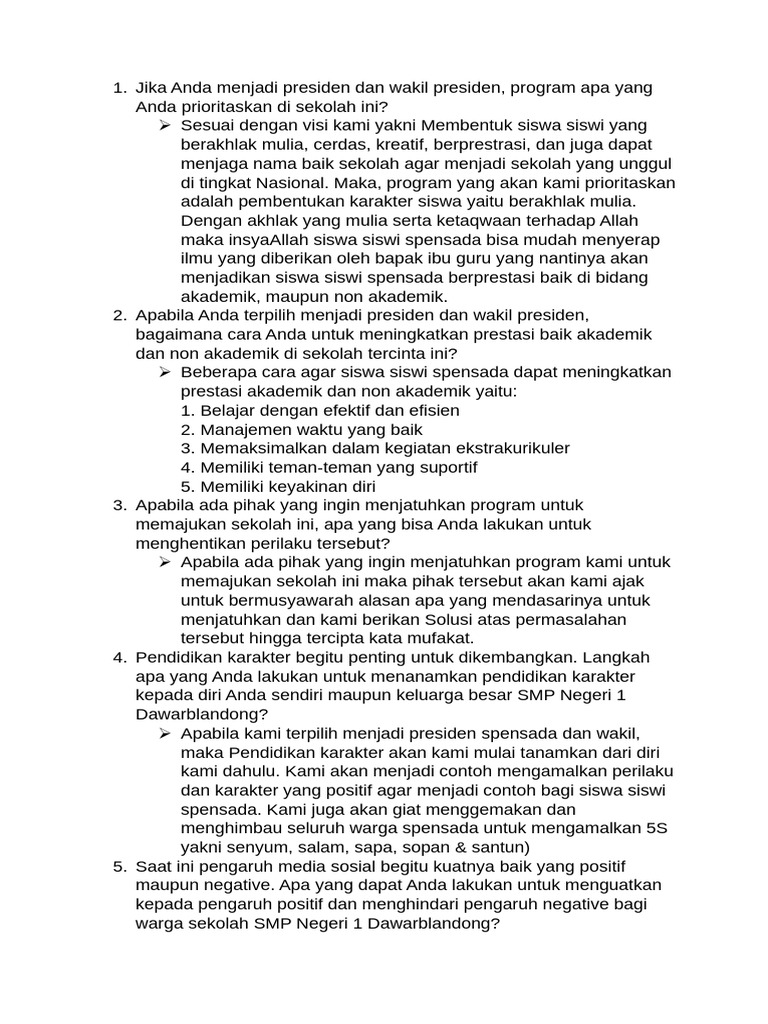 JAWABAN DEBAT P5 KELAS 7 | PDF