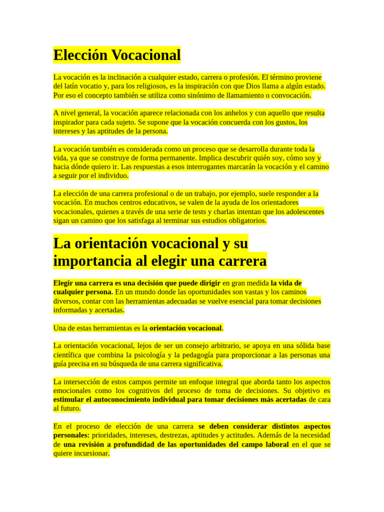 Elección Vocacional | PDF
