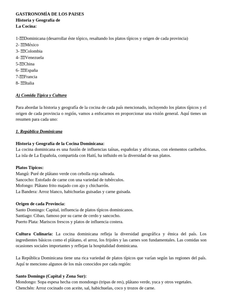 GASTRONOMÍA DE LOS PAISES | PDF