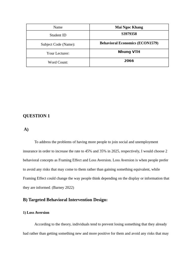 Econ1579 Assignment 3a | PDF | Experiment | Insurance