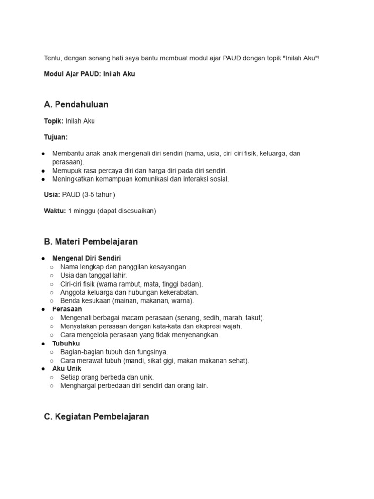 Modul Ajar Untuk PAUD | PDF