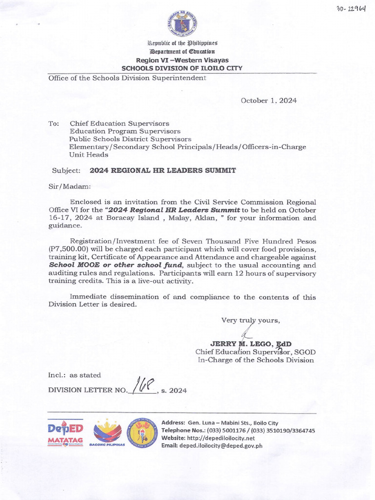 Division Letter No. 168 s.2024 | PDF