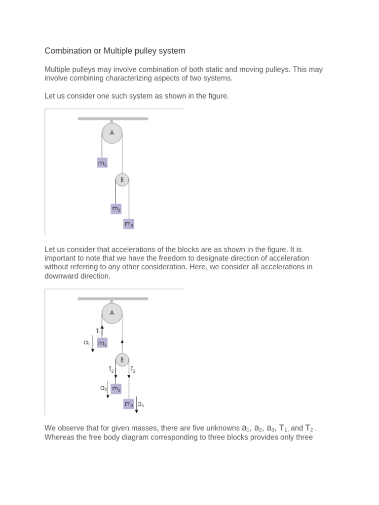 Combination or Multiple pulley system | PDF