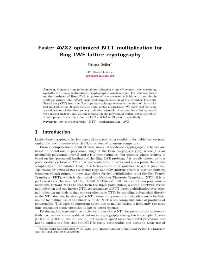 faster NTT | PDF