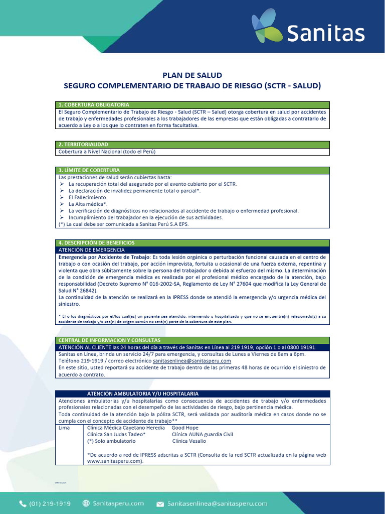 65666f243f74939818a0c0a6 - PLAN DE SALUD SCTR SANITAS PERU | PDF