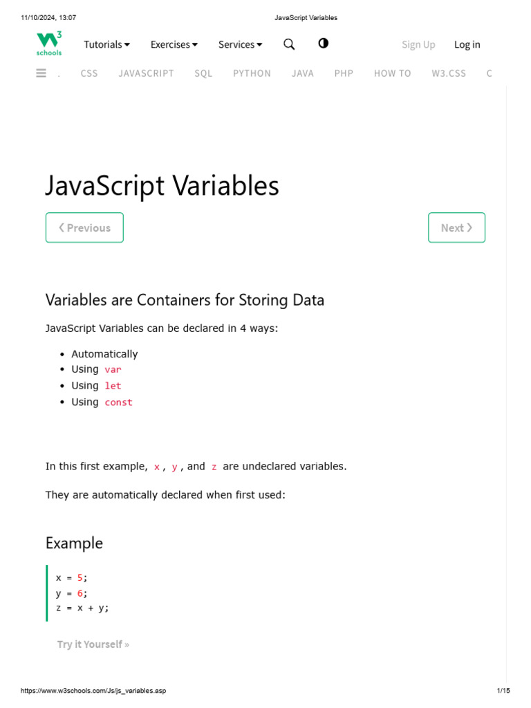Js VAriables | PDF