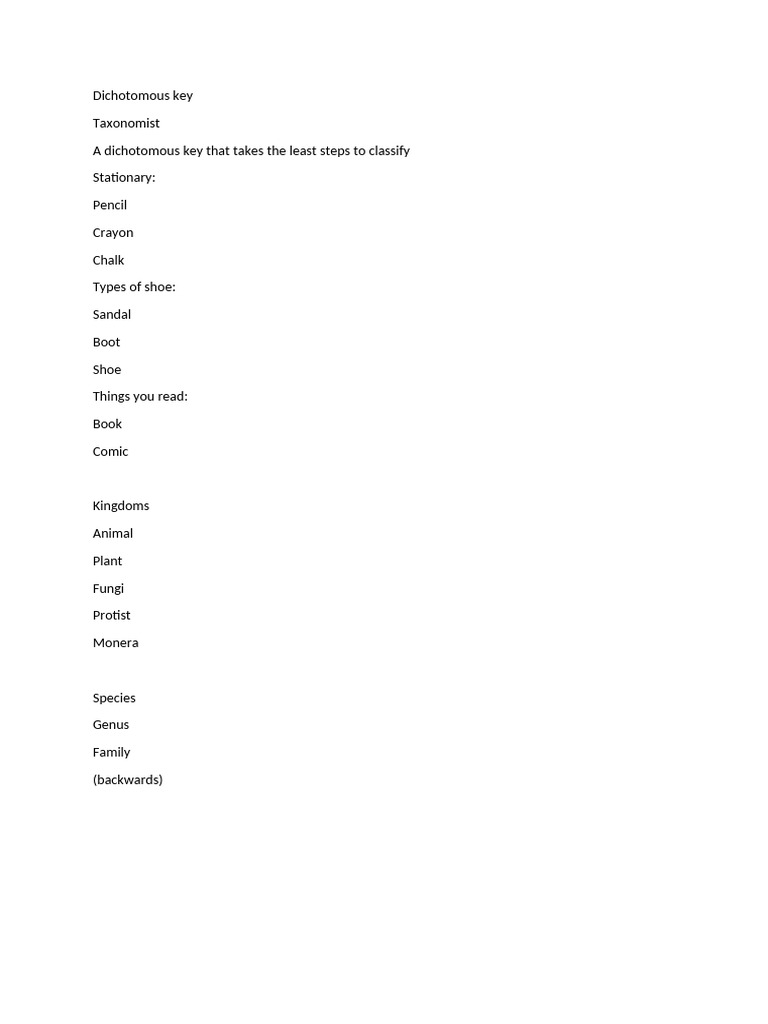Dichotomous Key | PDF