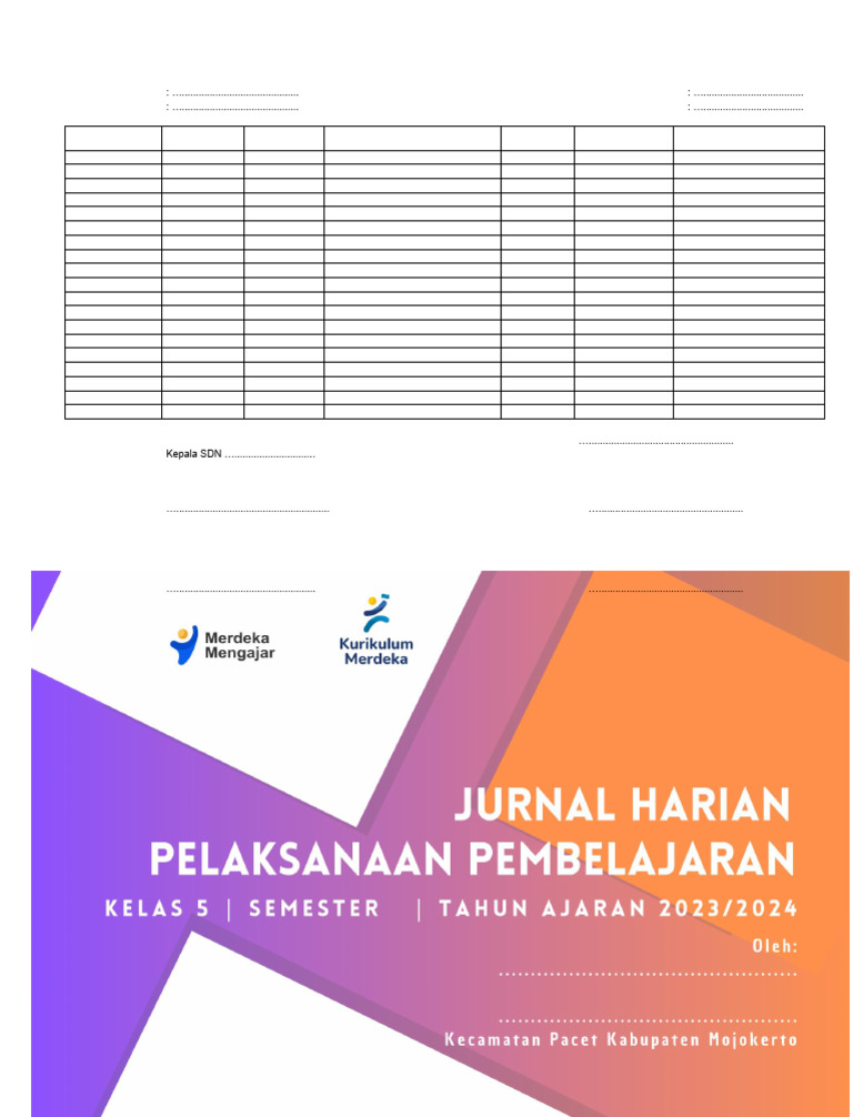 Form Jurnal Harian Kelas 5 | PDF