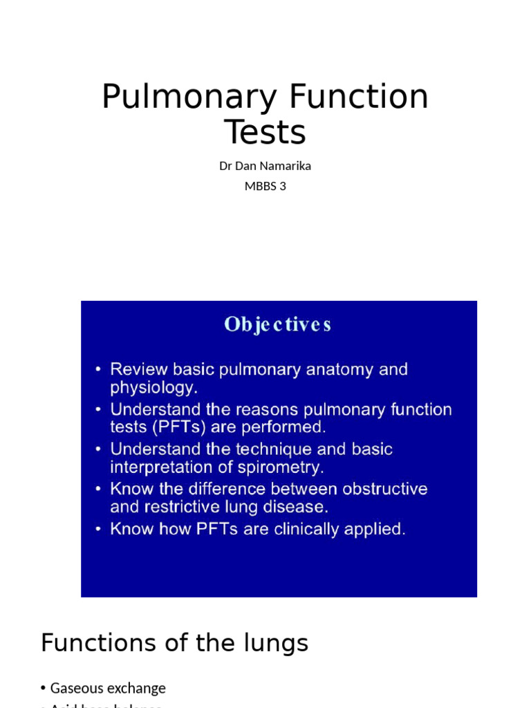 Pulmonary Function Tests | PDF