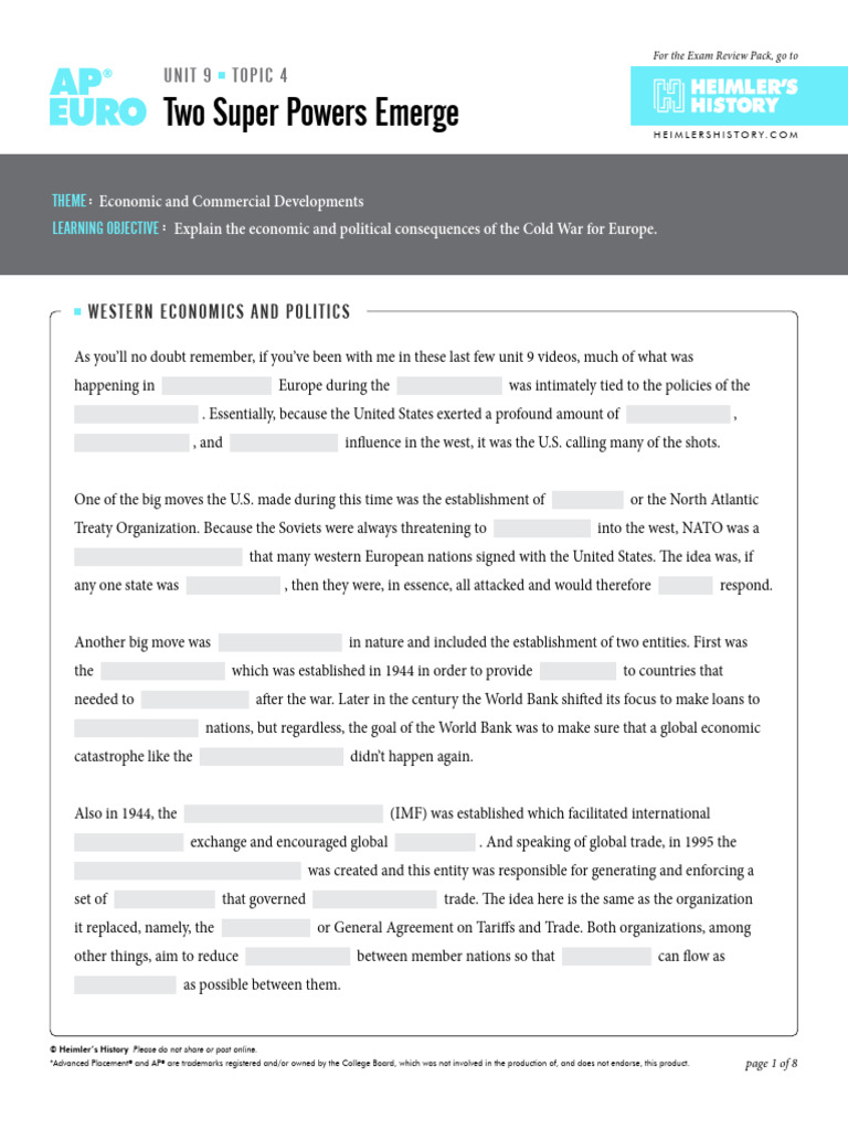 AP Euro Unit 9 Topic 4 Noteguides | PDF