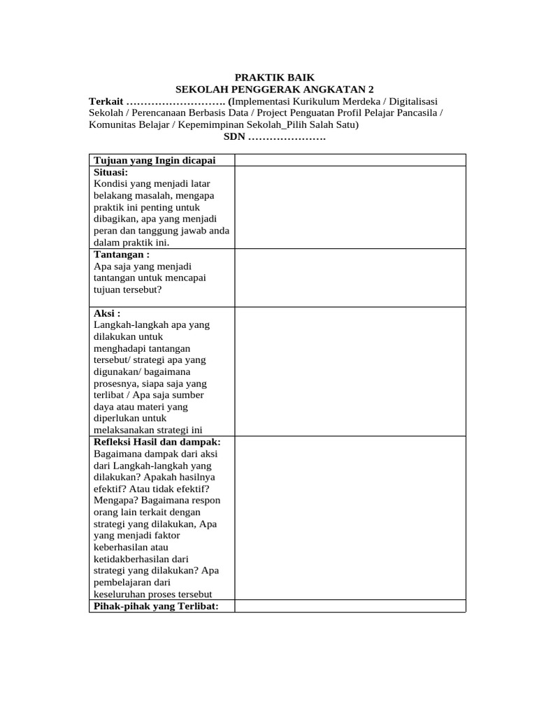 Form Praktik Baik | PDF