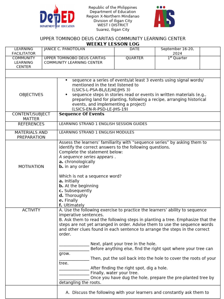WLL English JHS - 1 | PDF