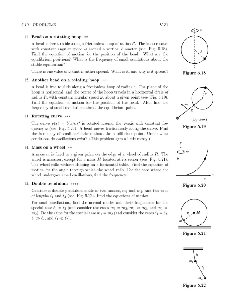 Bead On A Rotating Hoop: 5.10. PROBLEMS | PDF