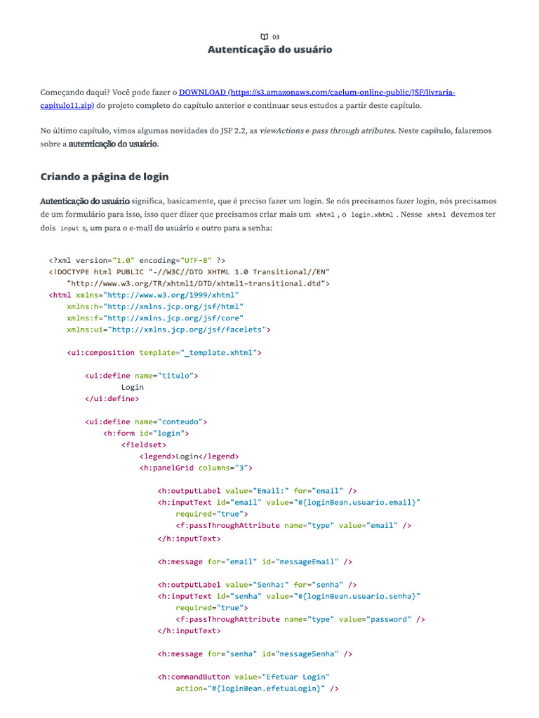 Java e JSF I - Aula 11 - Atividade 3 | PDF