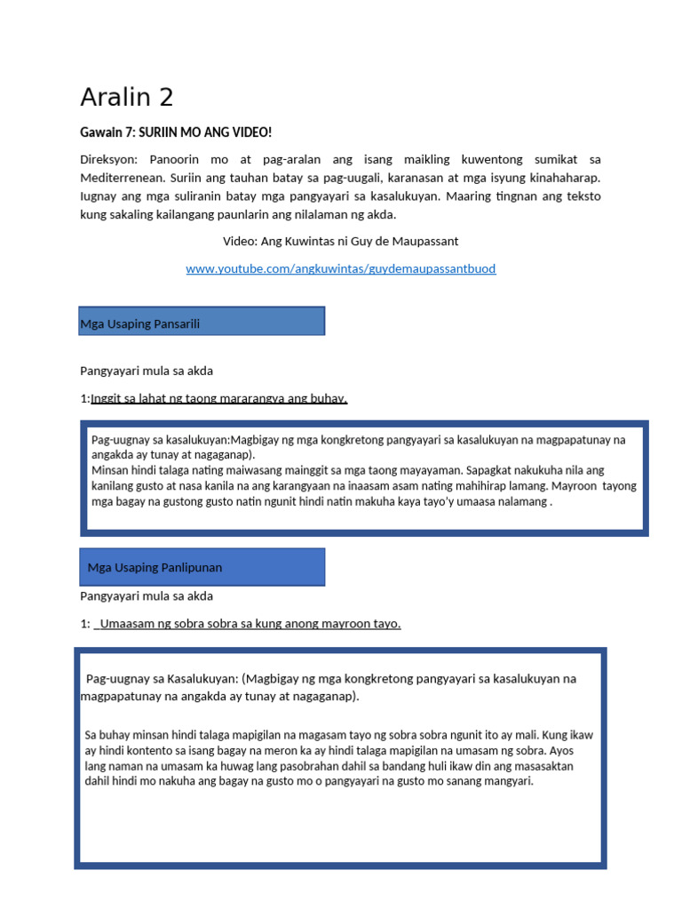 Aralin Suriin Ang Video | PDF