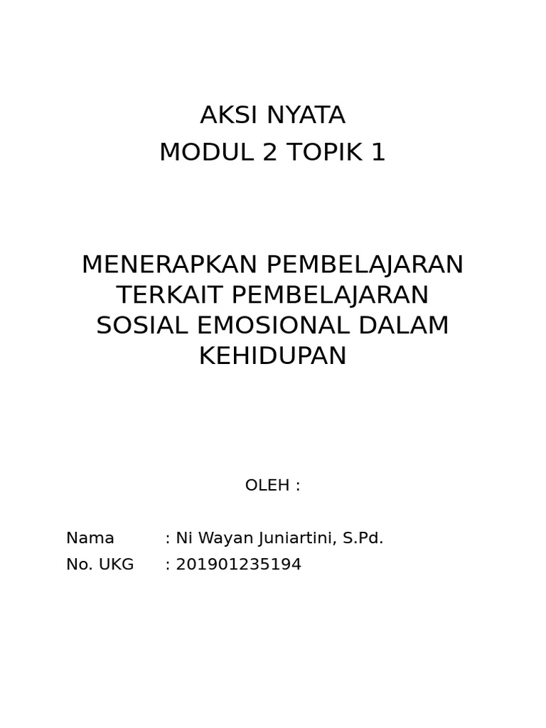 Aksi Nyata Modul 2 Topik 1 | PDF