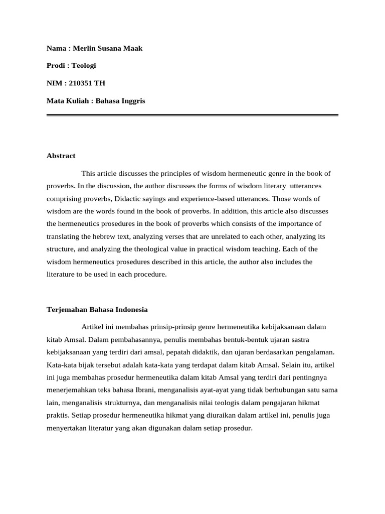 Tugas Bahasa Inggris Merlin | PDF