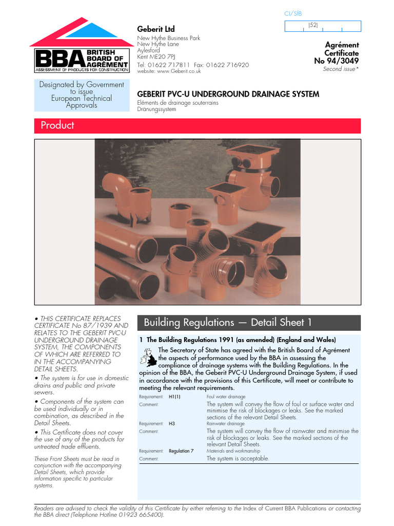 Drainage-GEBERIT PVC-U UNDERGROUND DRAINAGE SYSTEM | PDF