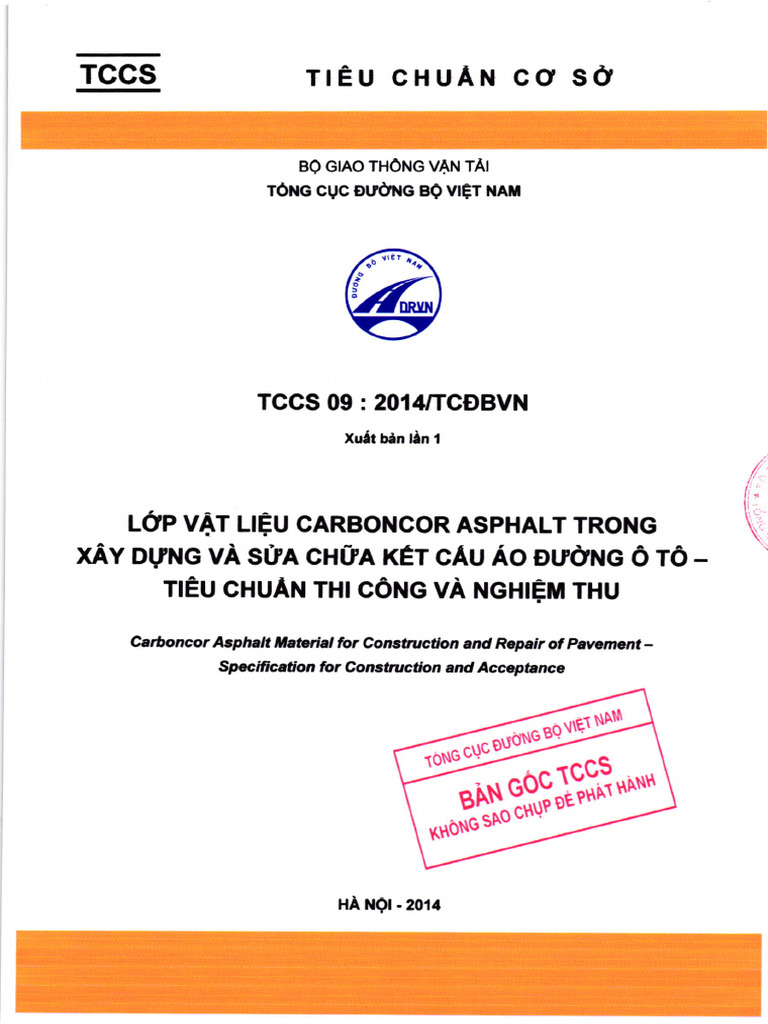 TCCS 09-2014-TCDBVN Lop vat lieu Carboncor asphalt trong XD va sua chua KCAD o to | PDF