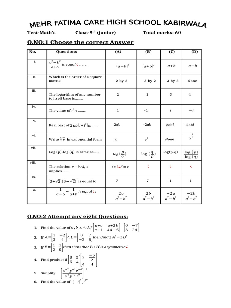 9th Jun Math | PDF