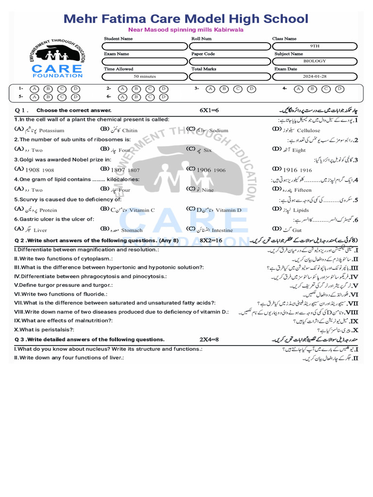 9th Bio Chap#4,8 | PDF
