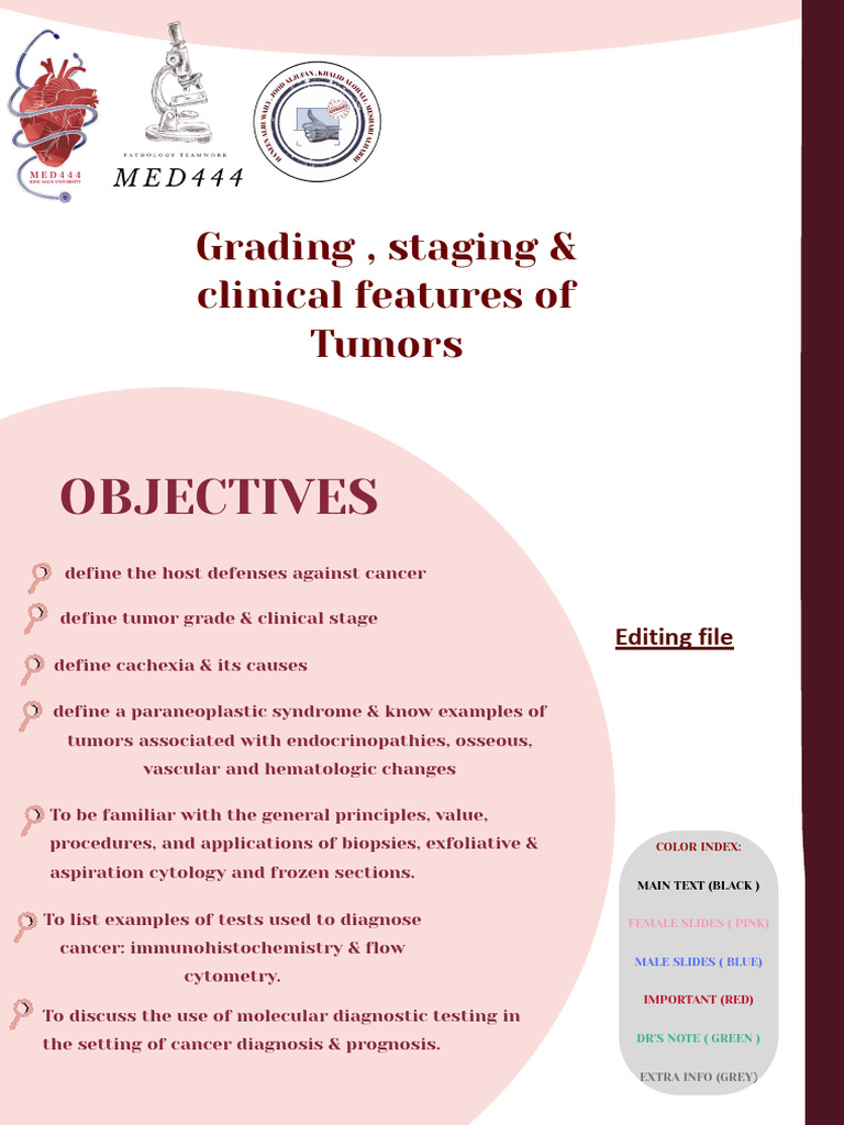 L15) Grading ,staging & Clinical Features of tumors | PDF