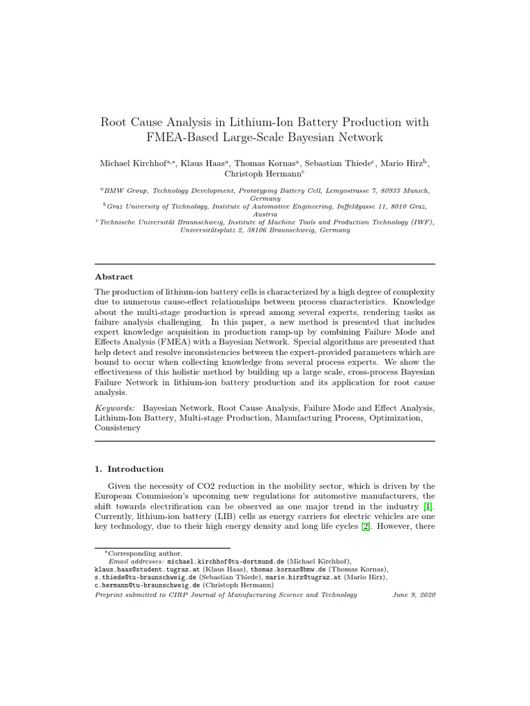 Root Cause Analysis in Lithium-Ion Battery Product | PDF