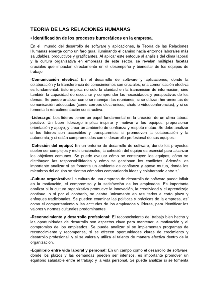 TEORIA DE LAS RELACIONES HUMANAS | PDF