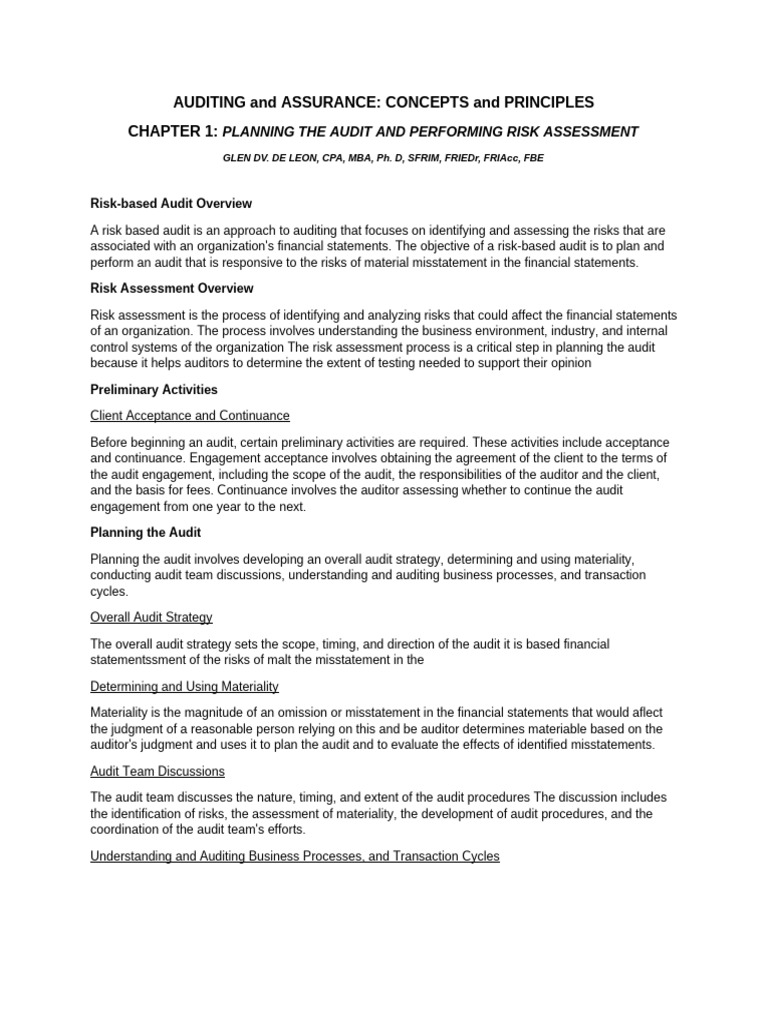 Audit Planning & Risk Assessment Guide | PDF | Audit | Finance & Money ...