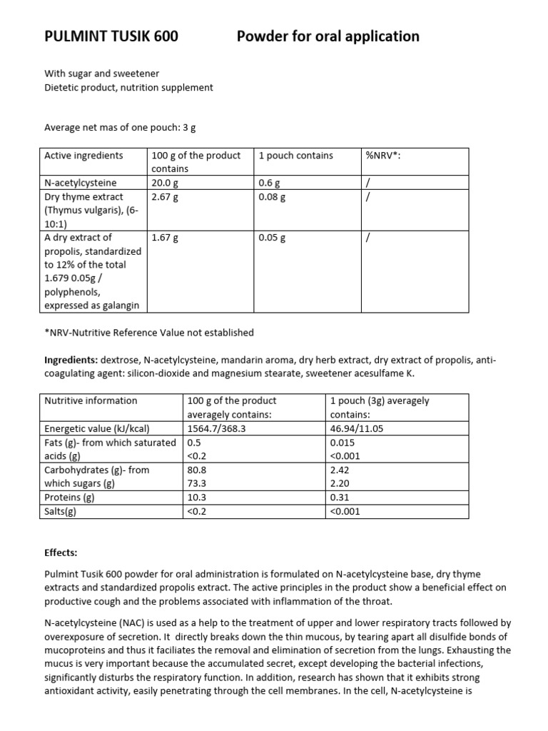 NAC Thyme plumit-tusik-600-uputstvo-prevod-ENG | PDF