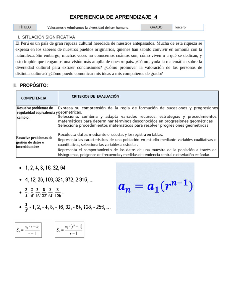 EXPERIENCIA DE APRENDIZAJE 4 | PDF