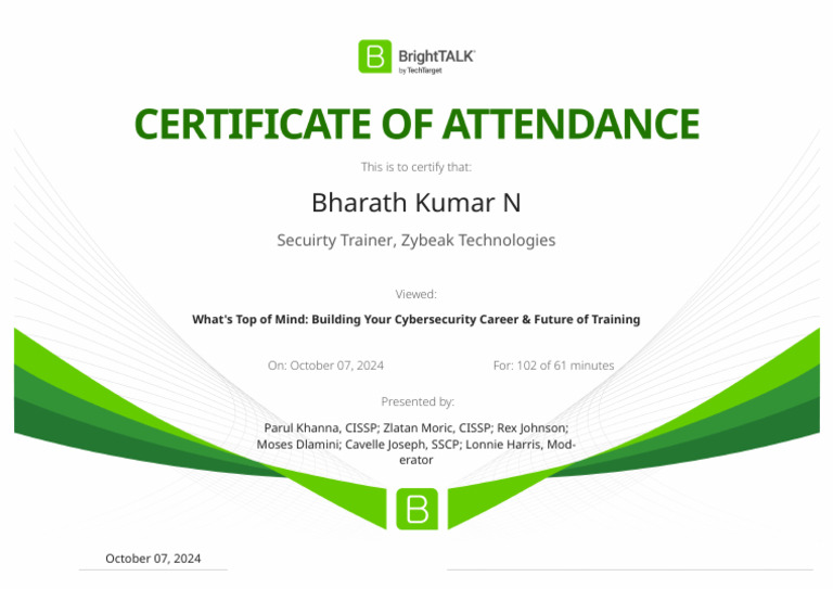 Brighttalk Viewing Certificate What's Top of Mind - Building Your ...