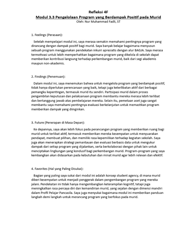 Refleksi 4F Modul 3.3 | PDF