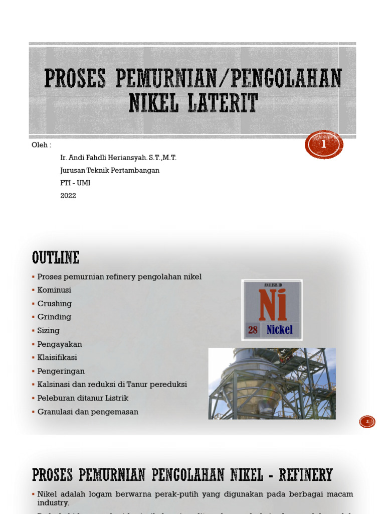 Materi 13 2022 (Pengolahan Nikel Laterit) | PDF