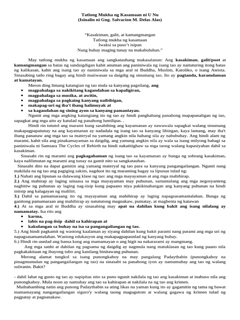 ARALIN-4-FIL.9 TATLONG MUKHA NG KASAMAAN | PDF