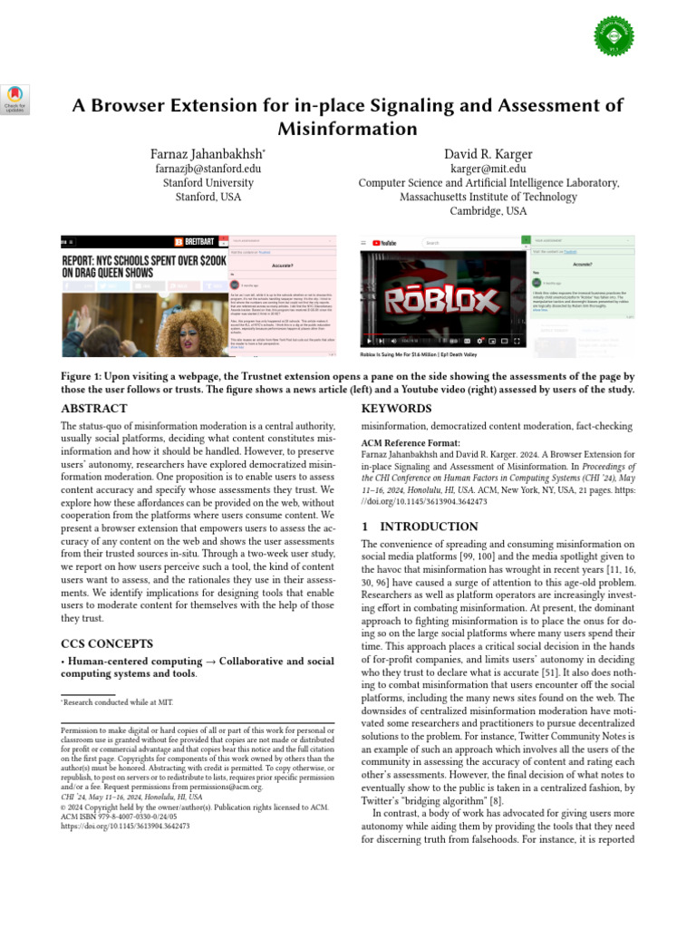 Misinformation Browser Extension-2 | PDF