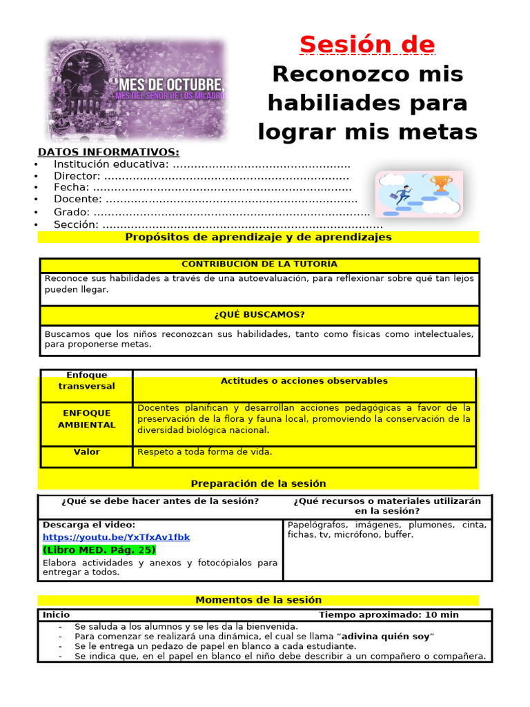 6º Grado Dia 3 Tut. Reconozco Mis Habiliades para Lograr Mis Metas | PDF