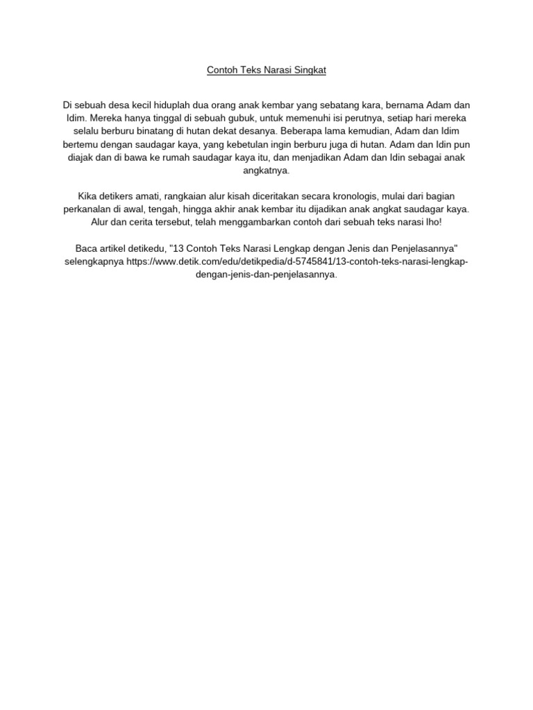 Contoh Teks Narasi Singkat | PDF