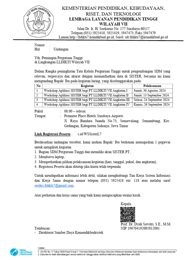 Undangan WS SISTER L7 2024 | PDF