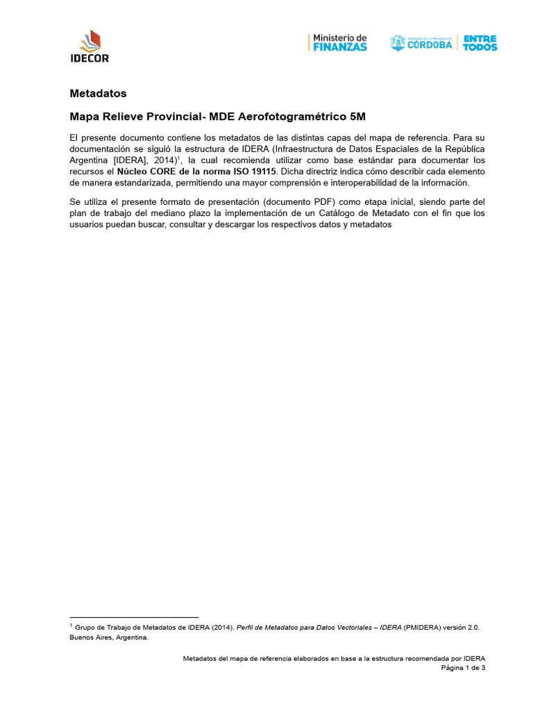 Metadatos Dem 5m Cba Ext | PDF