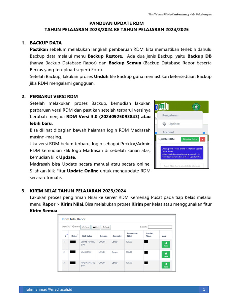 RDM - Panduan Tahun Ajaran Baru v3.0 | PDF