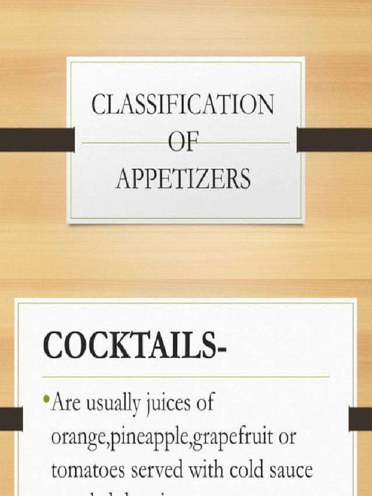 Classification of Appetizers | PDF