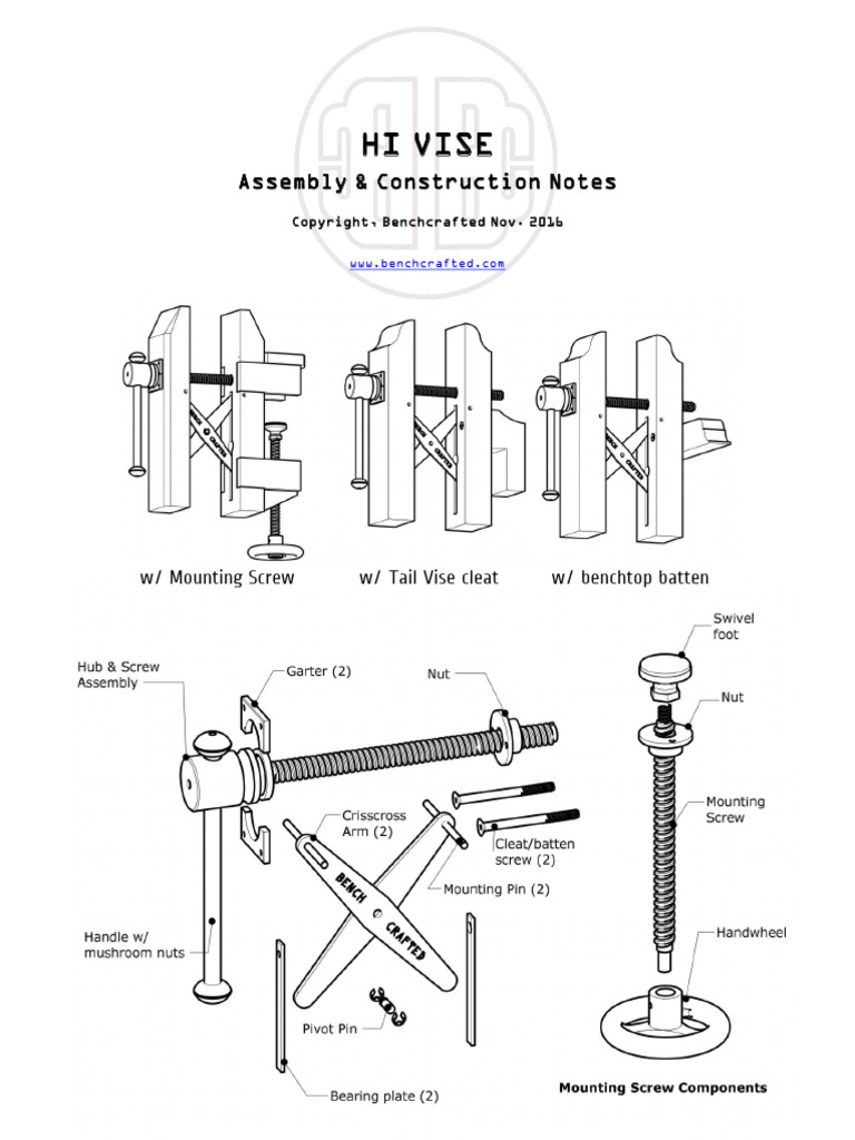 Benchcrafted Hi Vise Instructions en | PDF