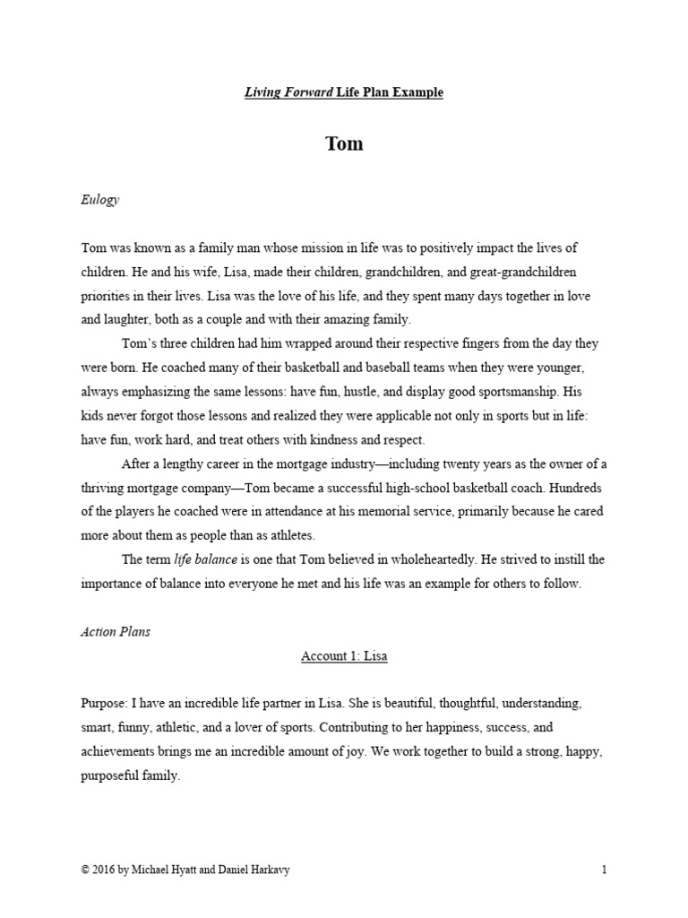 Living Forward Life Plan Example | PDF | Self-Improvement | Wellness